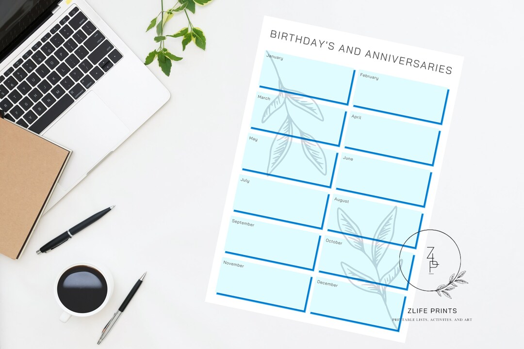 Printable Birthday and Anniversary Tracker - Etsy