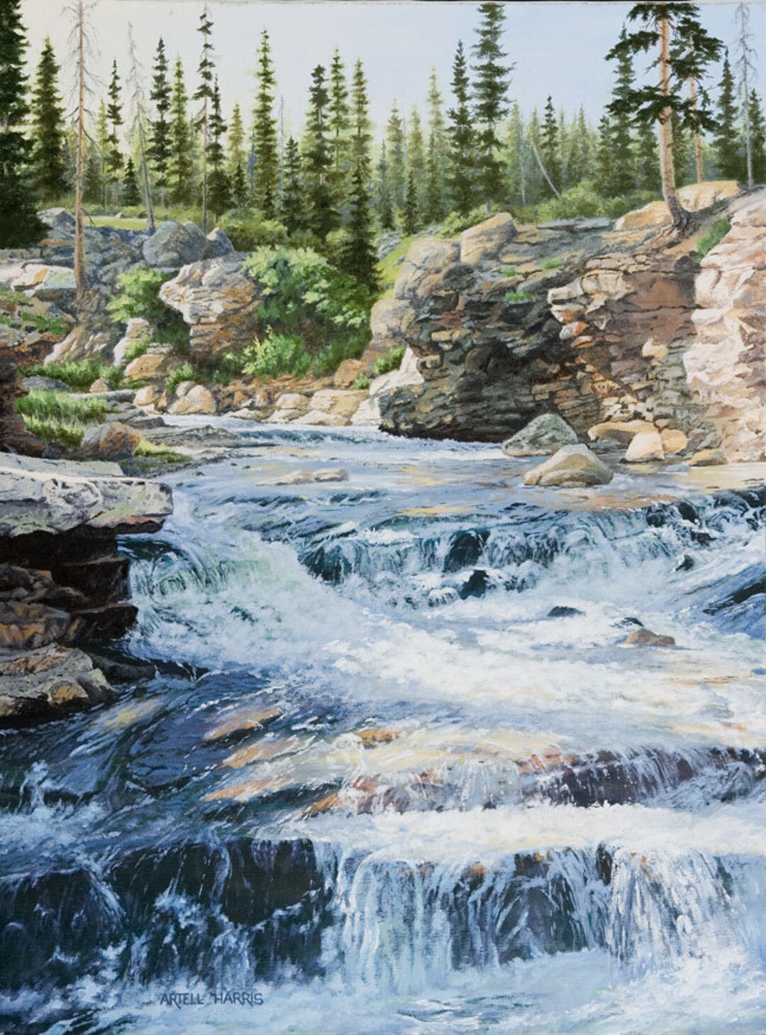 Provo River Falls, Utah. Gecle'e Print of Original Oil Painting ...