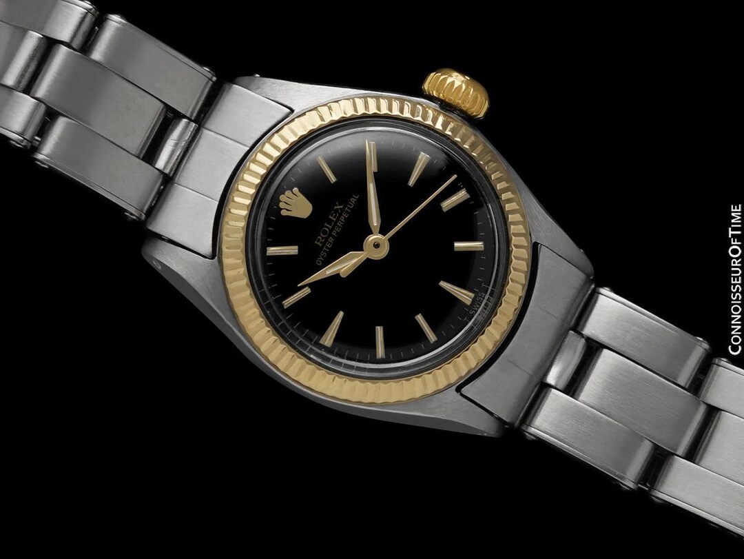 1962 Rolex Oyster Perpetual Ladies 2-tone Vintage Watch - Stainless ...