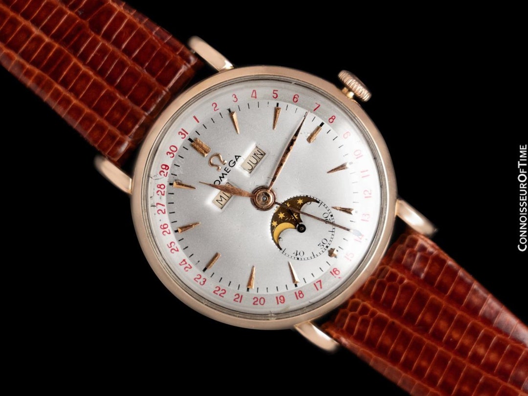 1950 Omega Cosmic Vintage Triple Date, Moon Phase Watch 18K Rose Gold - Etsy