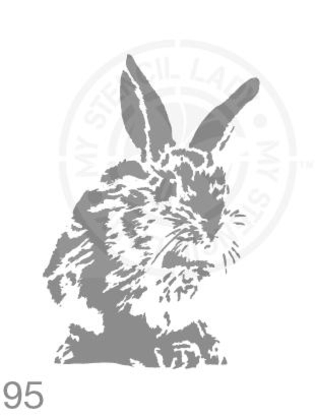 Bunny Rabbit Easter Hand Drawn Illustration Stencil 095 Rabbits and ...