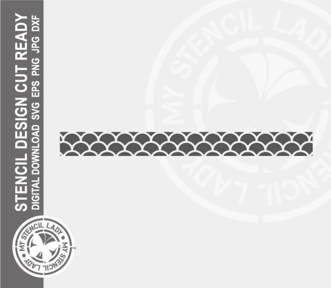 Fish Scales Border 1667 Stencil Digital Download Laser Cricut Cut Ready ...