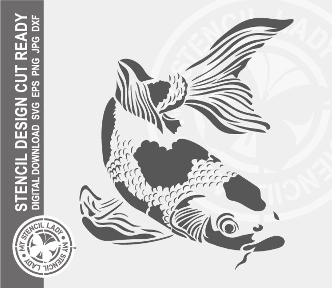 Koi Fish 1482 Stencil Digital Download Laser Cricut Cut Ready Design ...