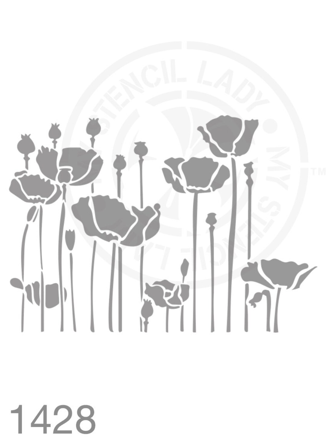 Poppy Poppies Flowers Plants Stencil 1428 Design Australian Reusable ...