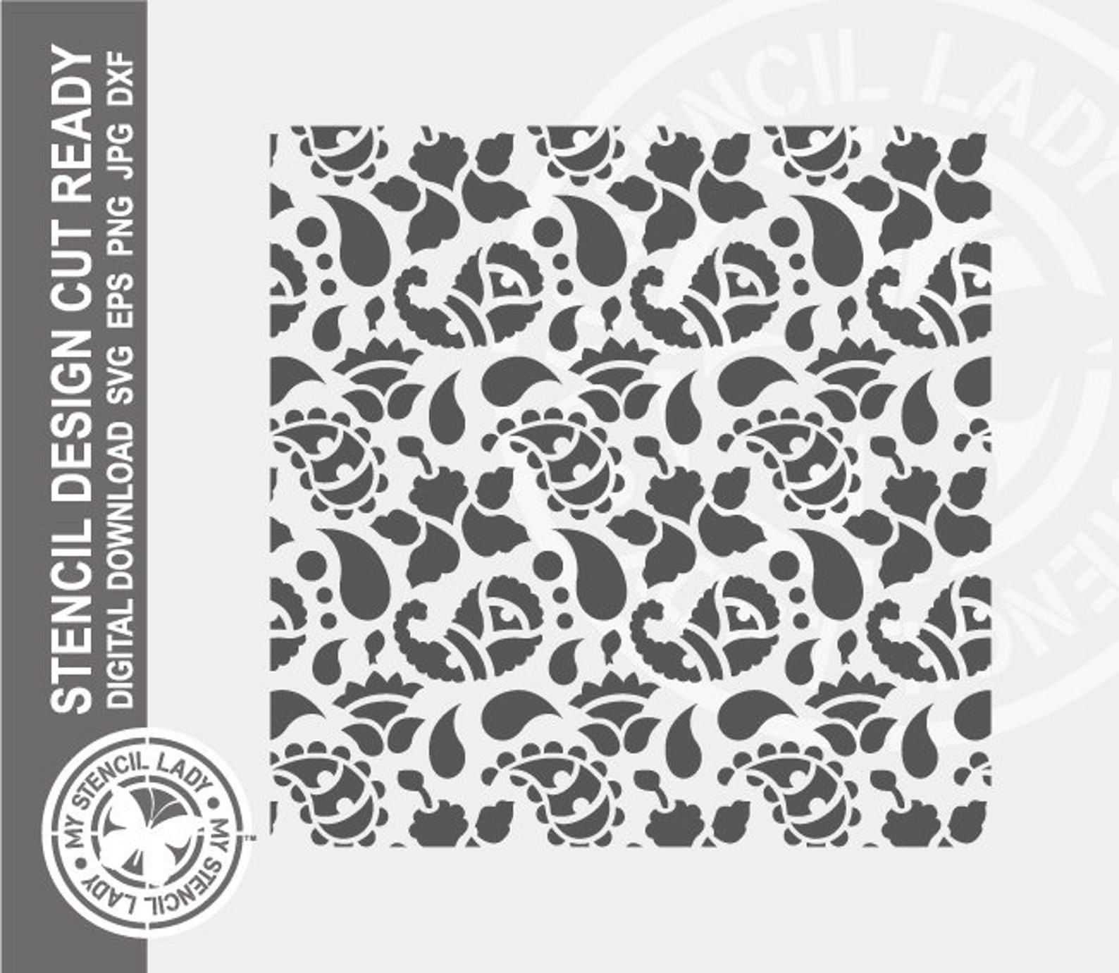Paisley Pattern 1402 Stencil Digital Download Laser Cricut Cut Ready ...