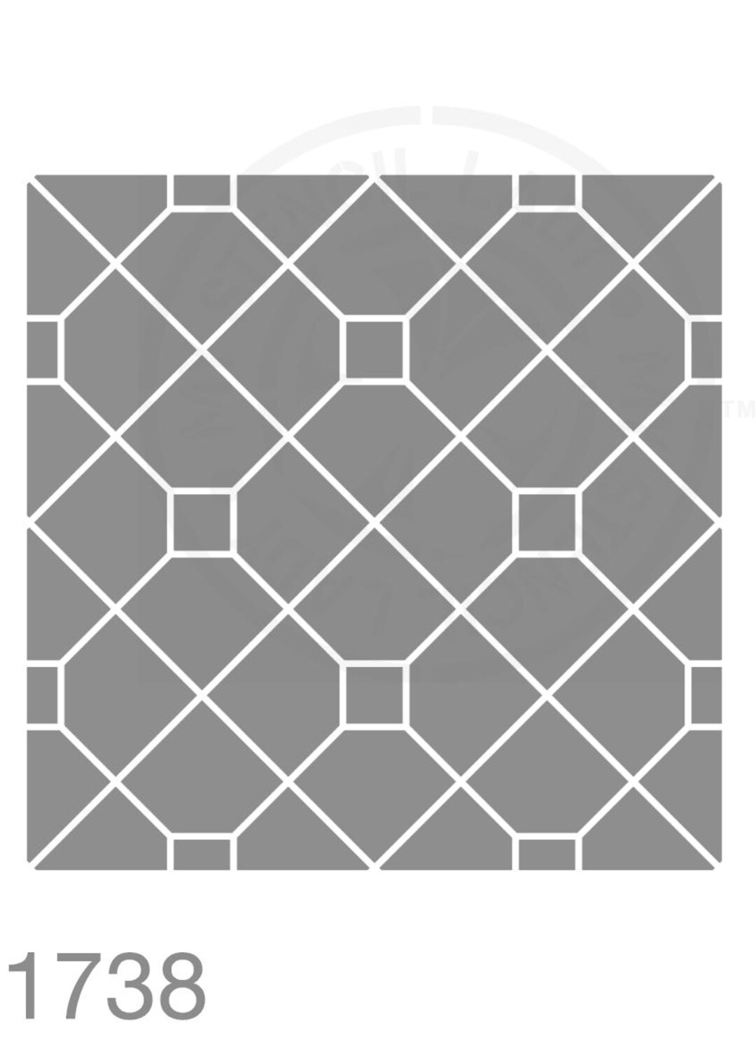 Tile Pattern Stencil 1738 Repeating and Continuous Floor and Wall ...