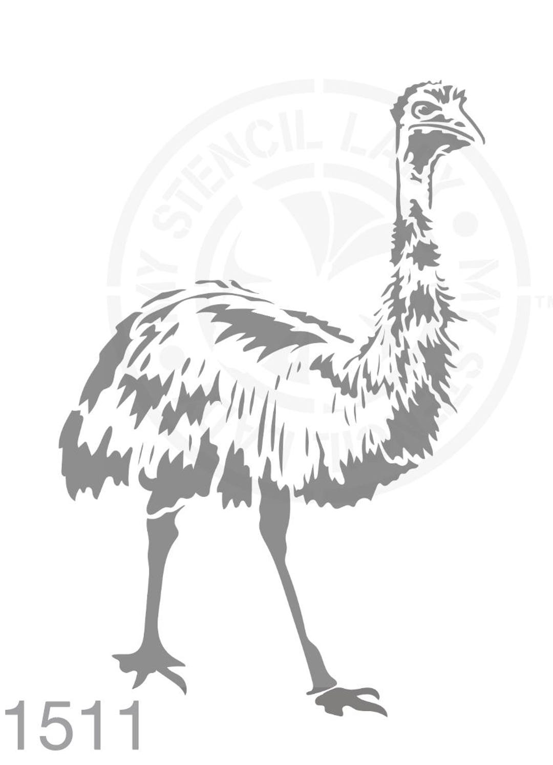 Emu Hand Drawn Illustration Stencil 1511 Australian Natives Plants and ...