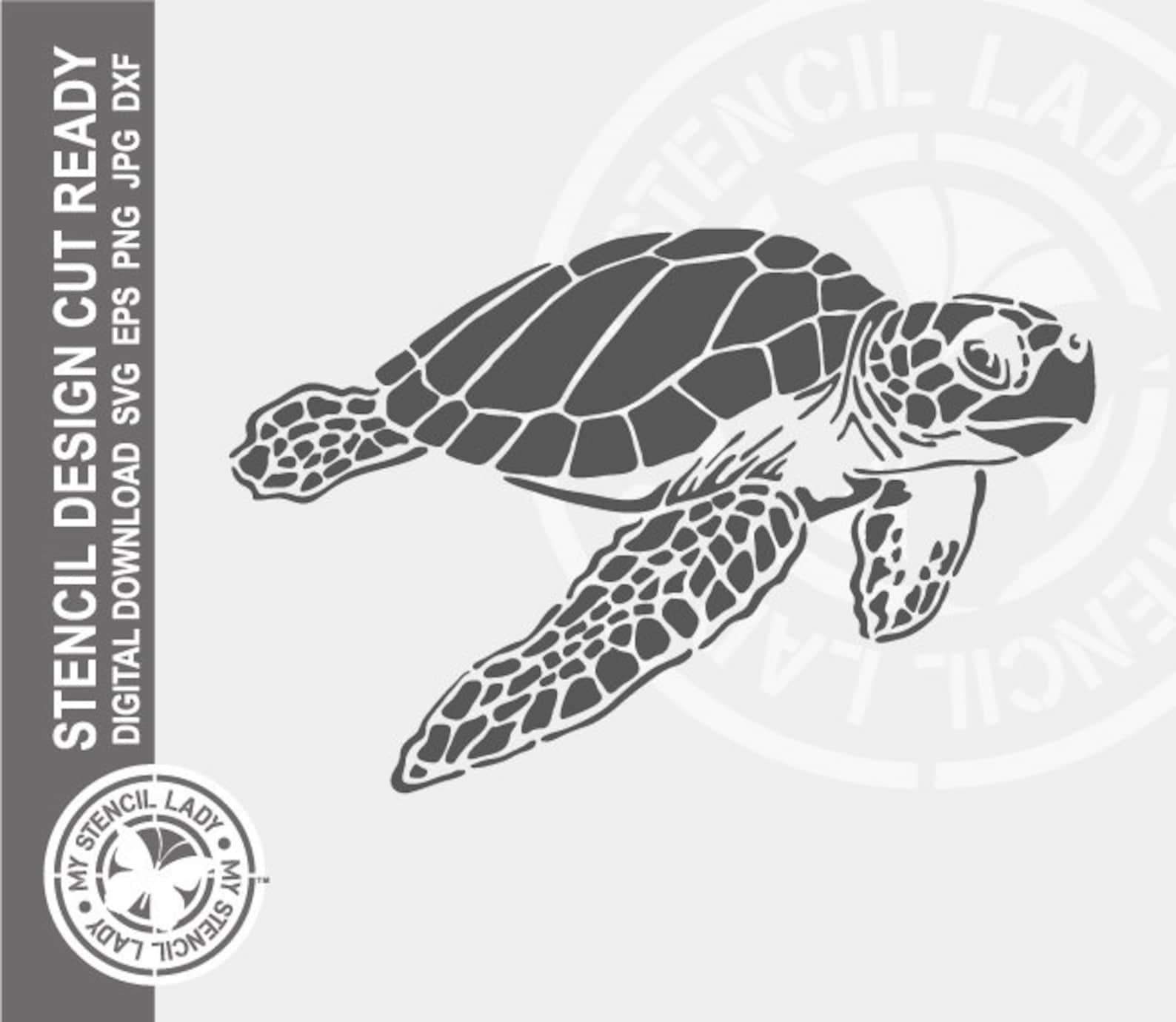 Turtle Sea Creatures Ocean Animals 885 Stencil Digital Download Laser ...