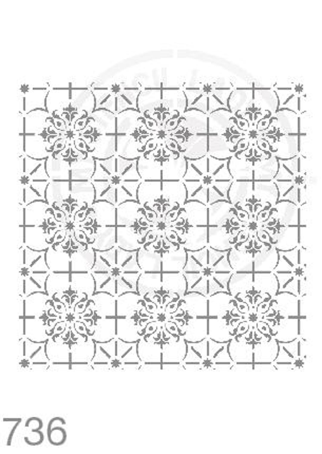 Tile Pattern Stencil 736 Repeating and Continuous Floor and Wall ...