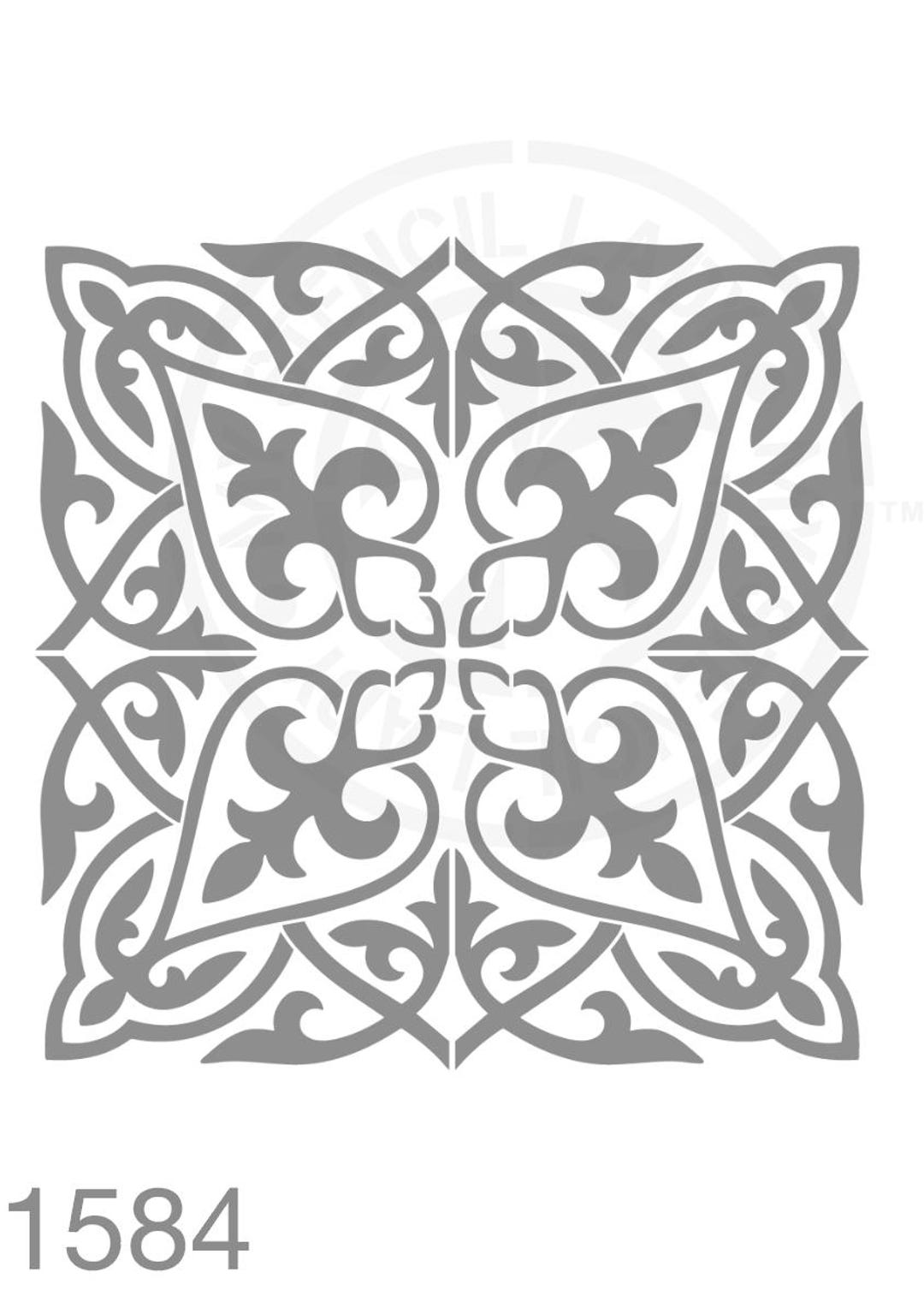 Tile Pattern Stencil 1584 Repeating and Continuous Floor and Wall ...