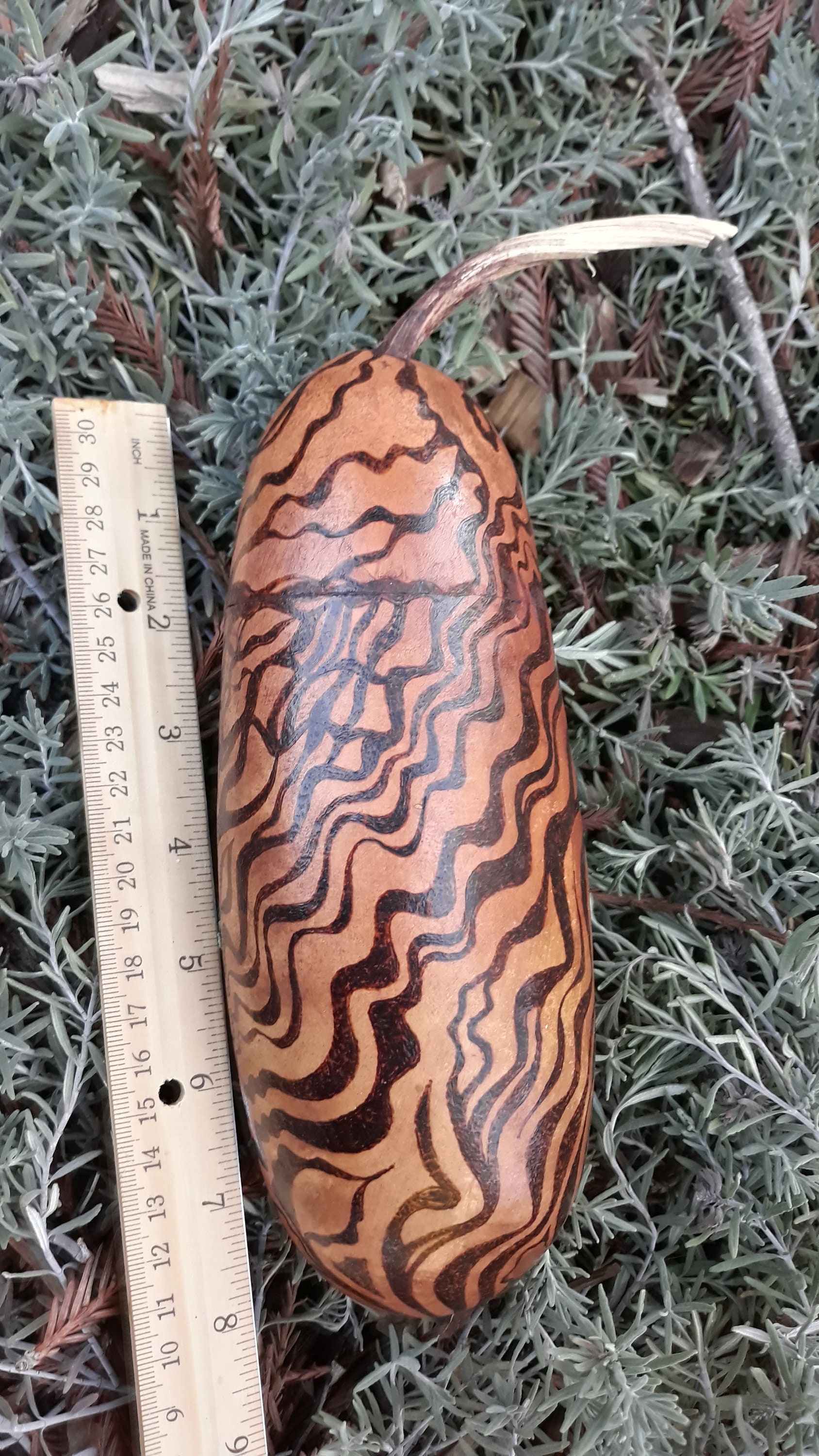 Gourd Shaker With Winding River Design, Aka Gourd Rattle, Folk ...