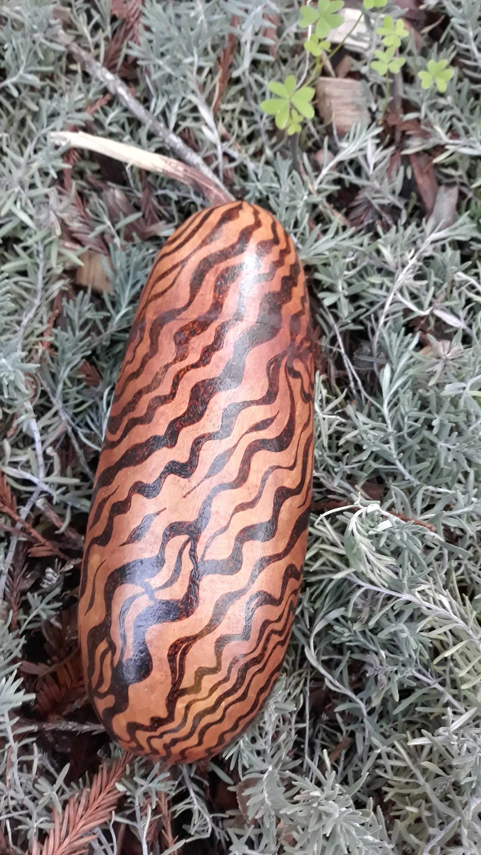 Gourd Shaker With Winding River Design, Aka Gourd Rattle, Folk ...