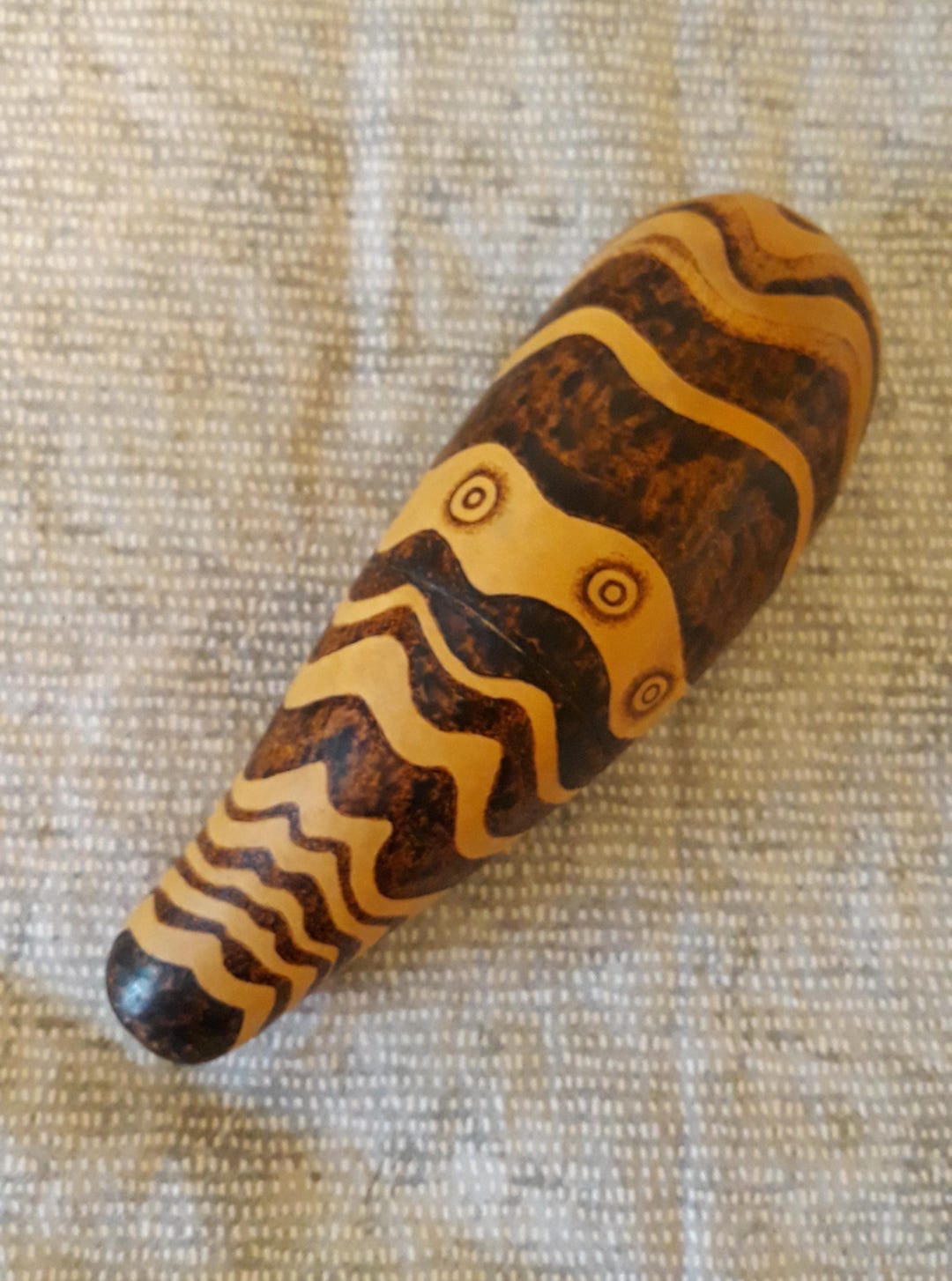 Gourd Shaker With Wavy Dot Design, Aka Gourd Rattle, Folk Percussion ...