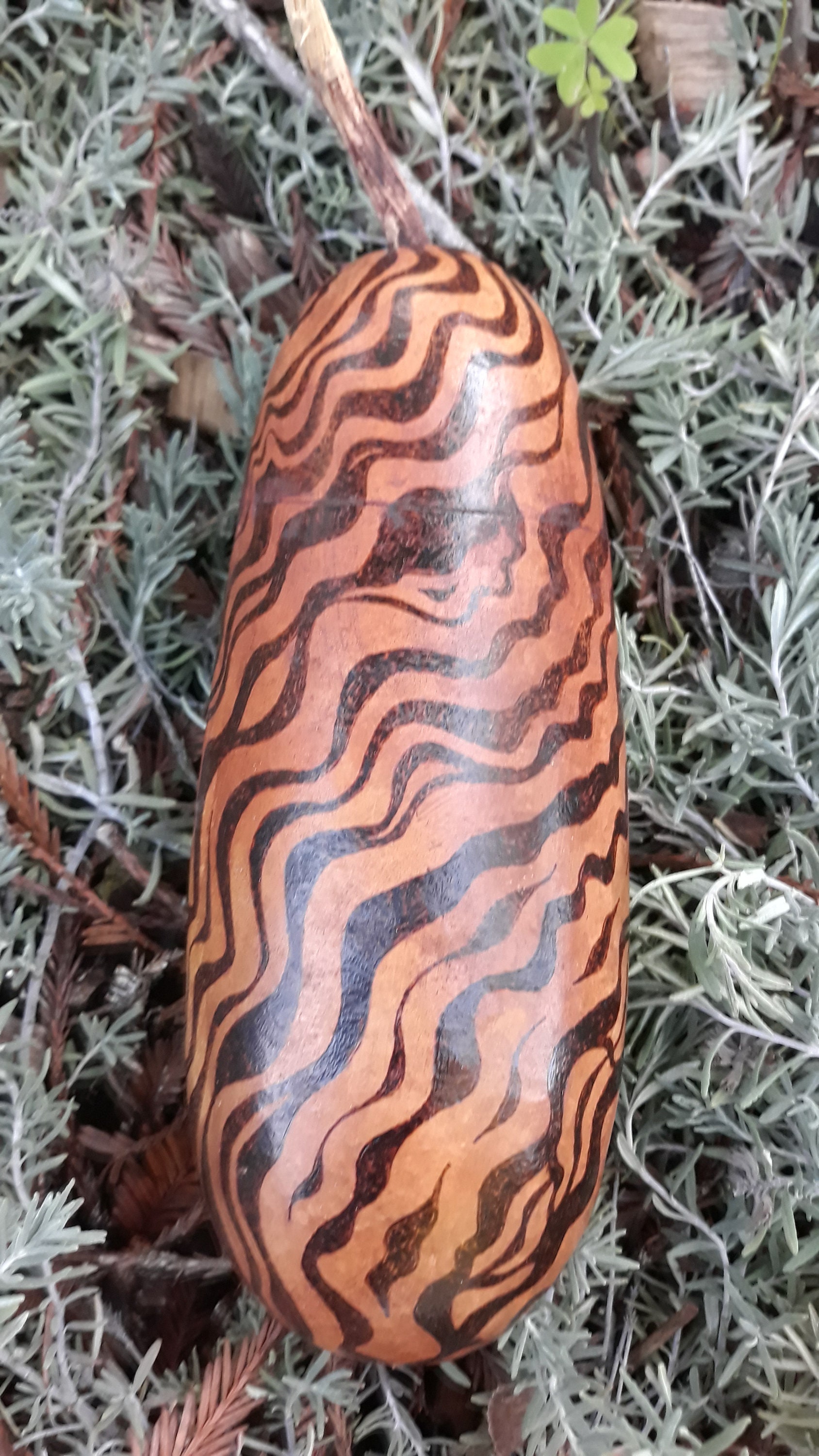 Gourd Shaker With Winding River Design, Aka Gourd Rattle, Folk ...