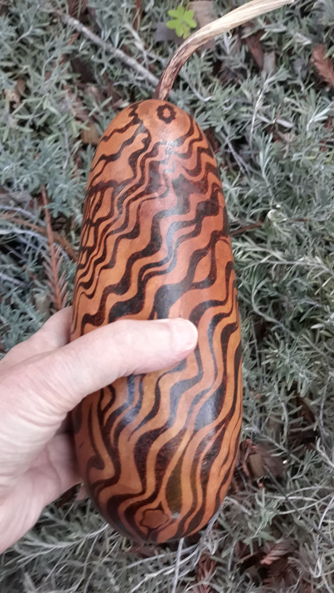 Gourd Shaker With Winding River Design, Aka Gourd Rattle, Folk ...