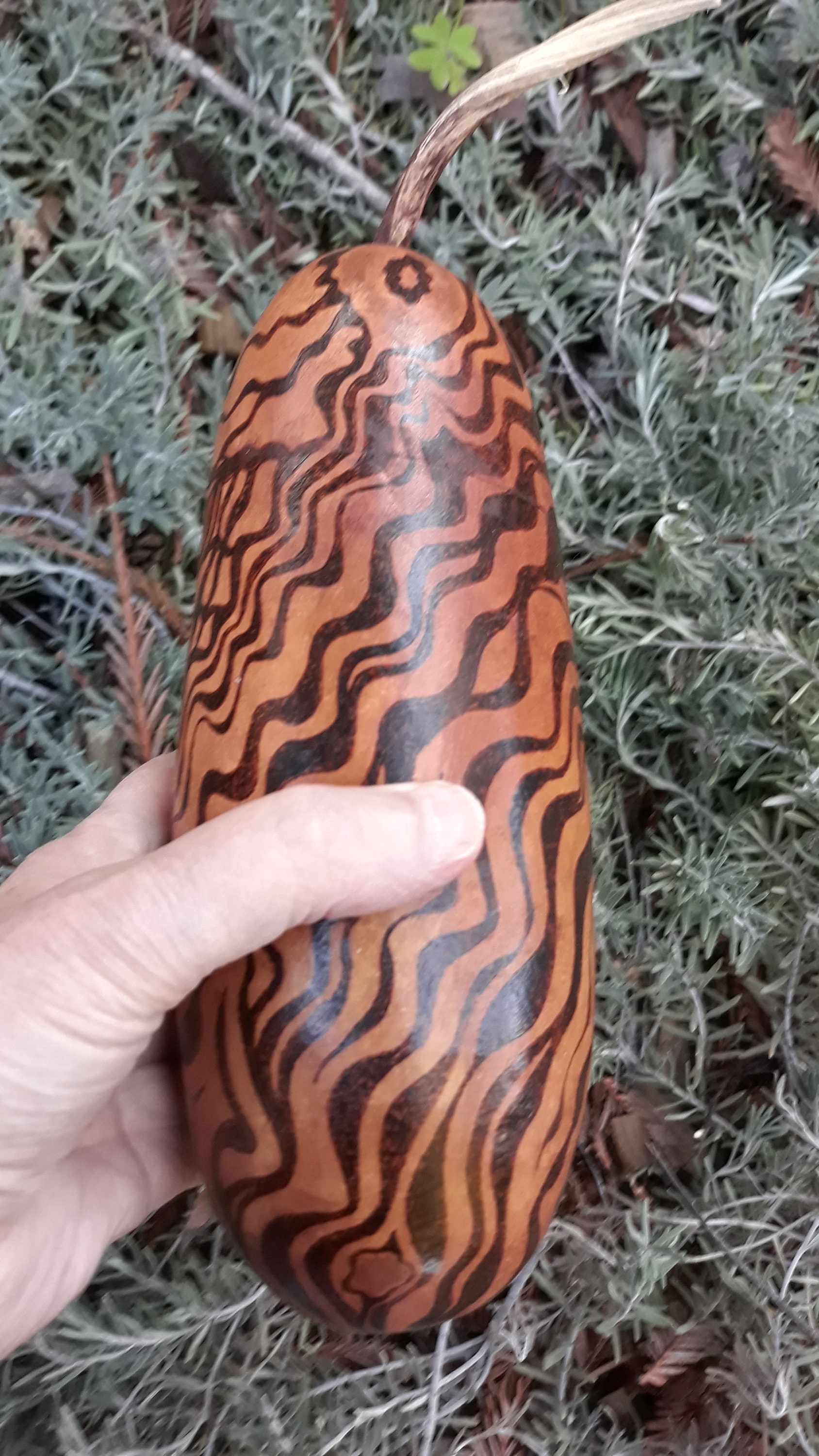Gourd Shaker With Winding River Design, Aka Gourd Rattle, Folk ...