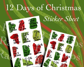 12 Days of Christmas Sticker Sheet - Etsy