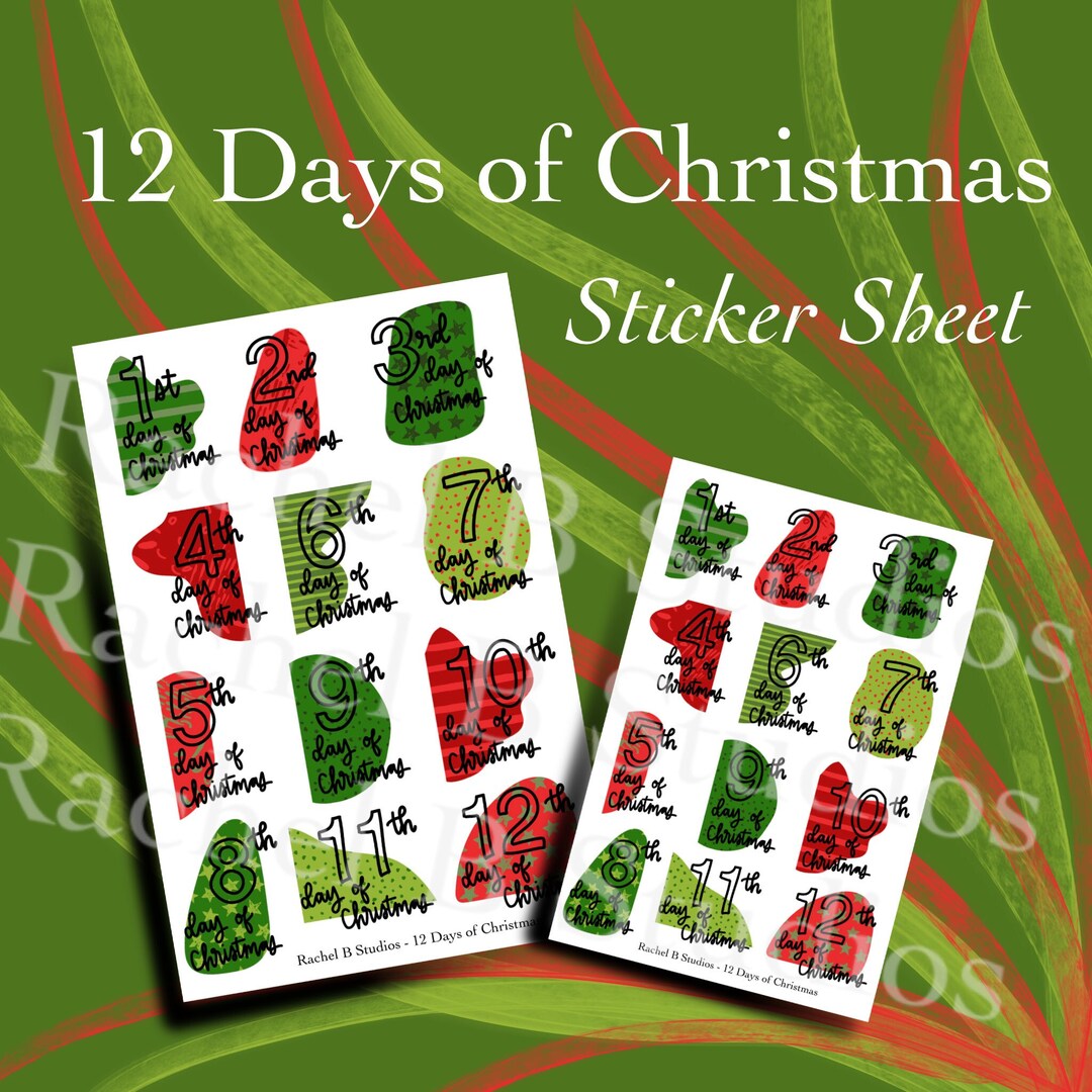 12 Days of Christmas Sticker Sheet > Holiday Countdown Planner Stickers ...