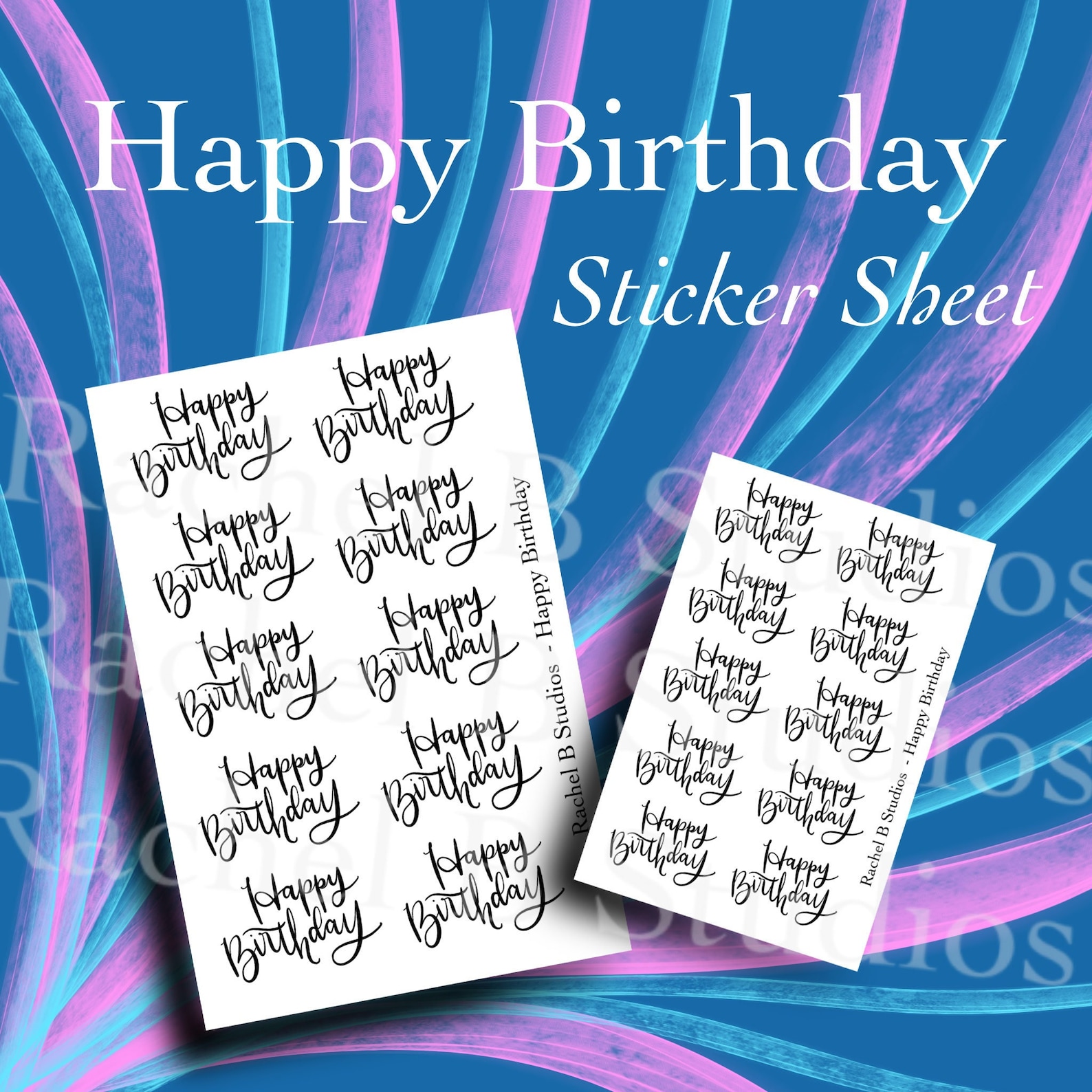 Happy Birthday Sticker Sheet Functional Handwritten - Etsy