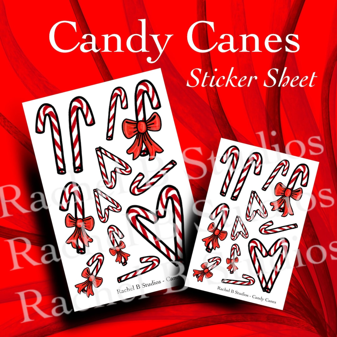Candy Canes Sticker Sheet > Peppermint Sticker Bow Planner Stickers ...
