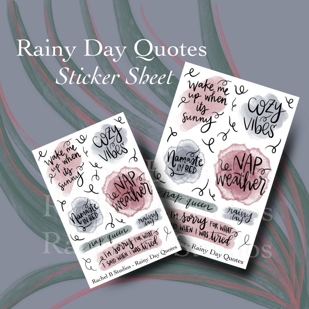 Rainy Day Quotes Sticker Sheet > Hand Lettered Sayings Planner Stickers ...