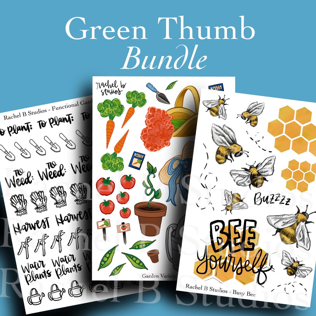 Green Thumb Sticker Bundle Spring Garden Planner Stickers - Etsy