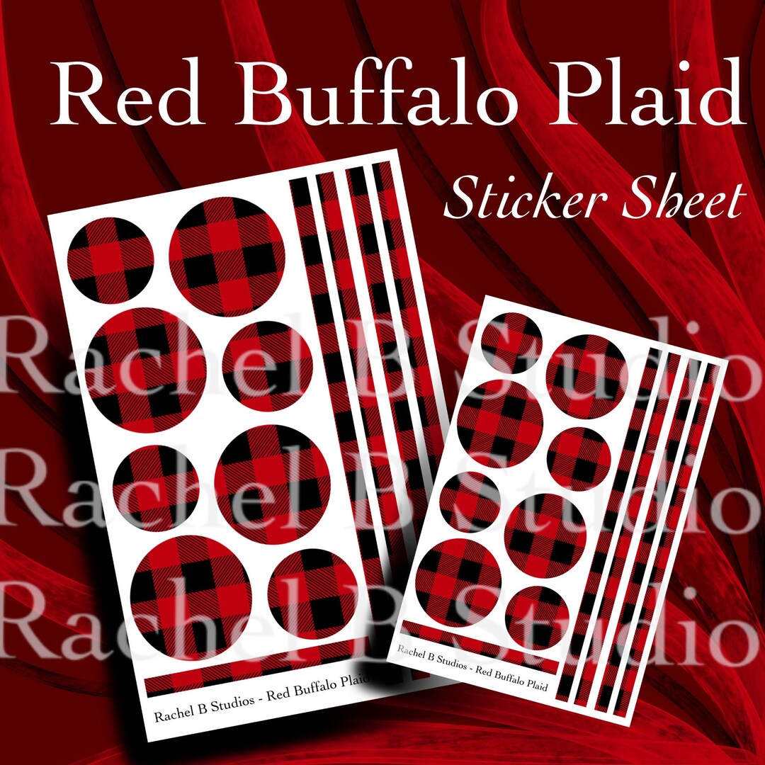 Red Buffalo Plaid Sticker Sheet, Planner Stickers - Etsy