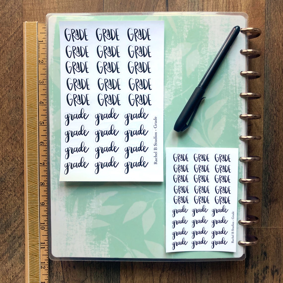 Grade Sticker Sheet > Function Grade Script Word Teacher Planner ...
