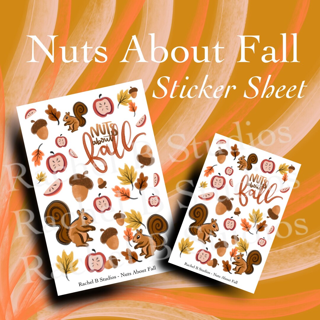 Fall Planner Sticker Sheet: Hand-drawn Squirrel, Apples, Acorns - Etsy