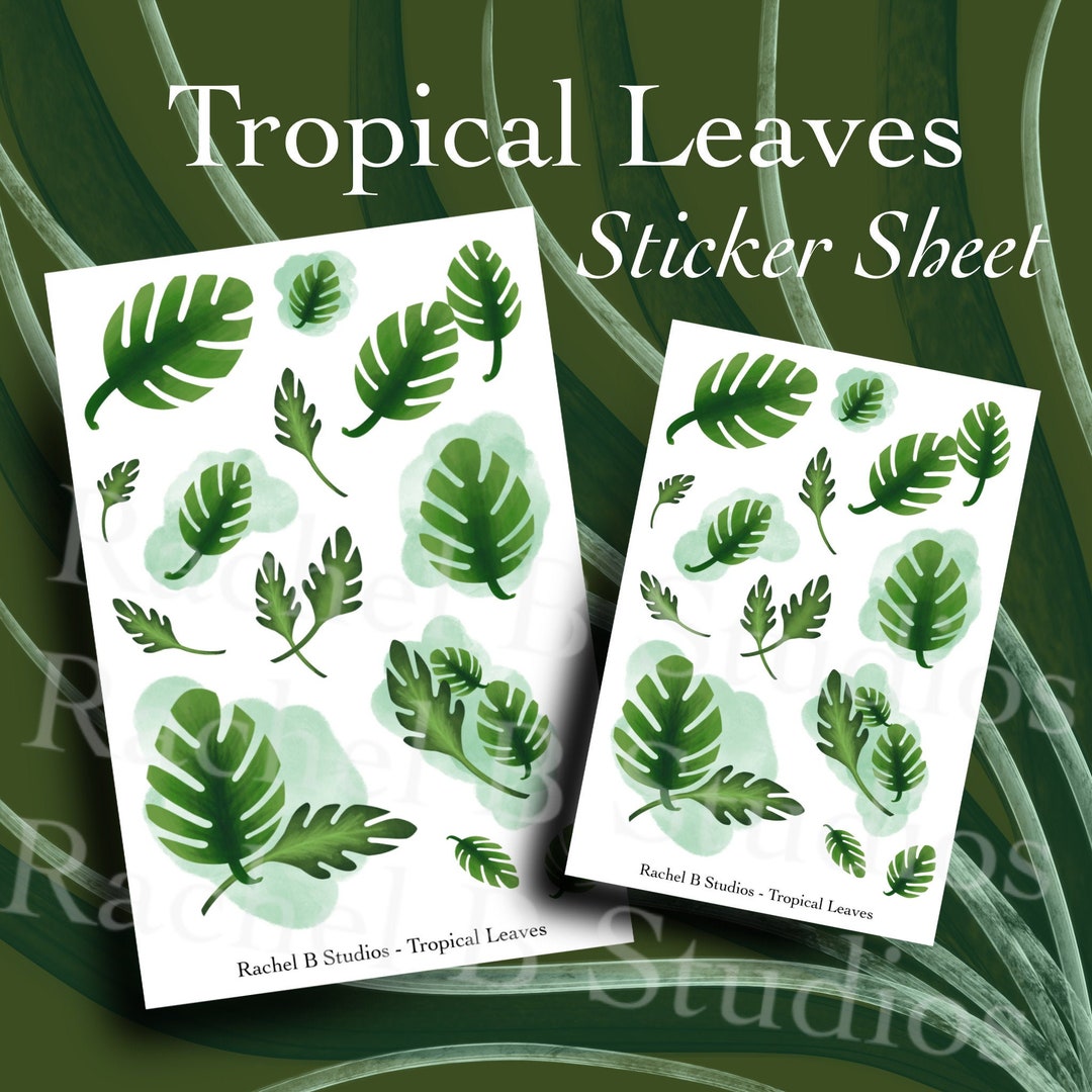 Tropical Leaves Sticker Sheet > Monstera and Jungle Leaves Planner ...