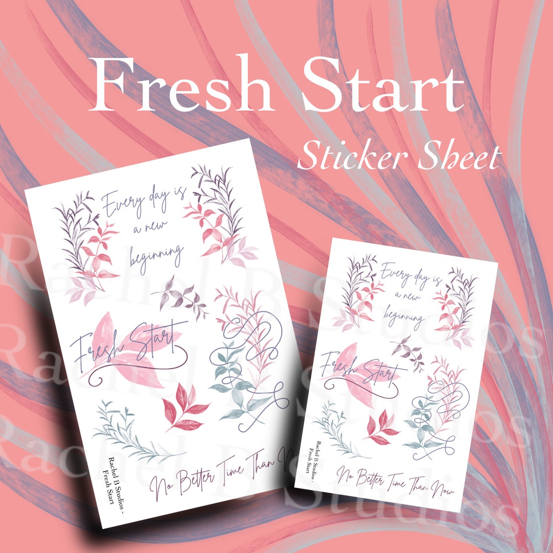 Fresh Start Sticker Sheet > Floral Pink Purple New Beginnings Planner ...