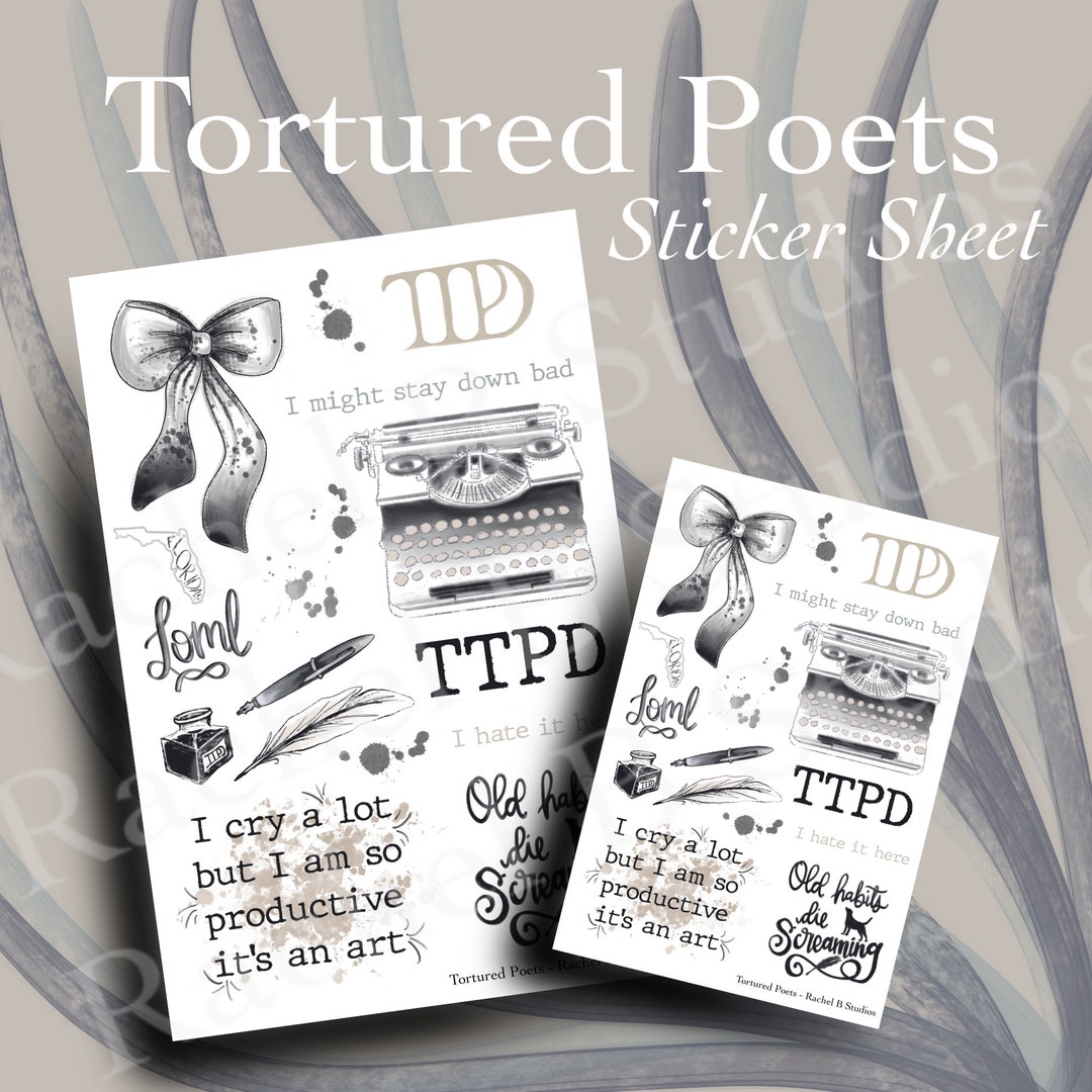 Tortured Poets Sticker Sheet: Taylor Lyric Planner Stickers - Etsy