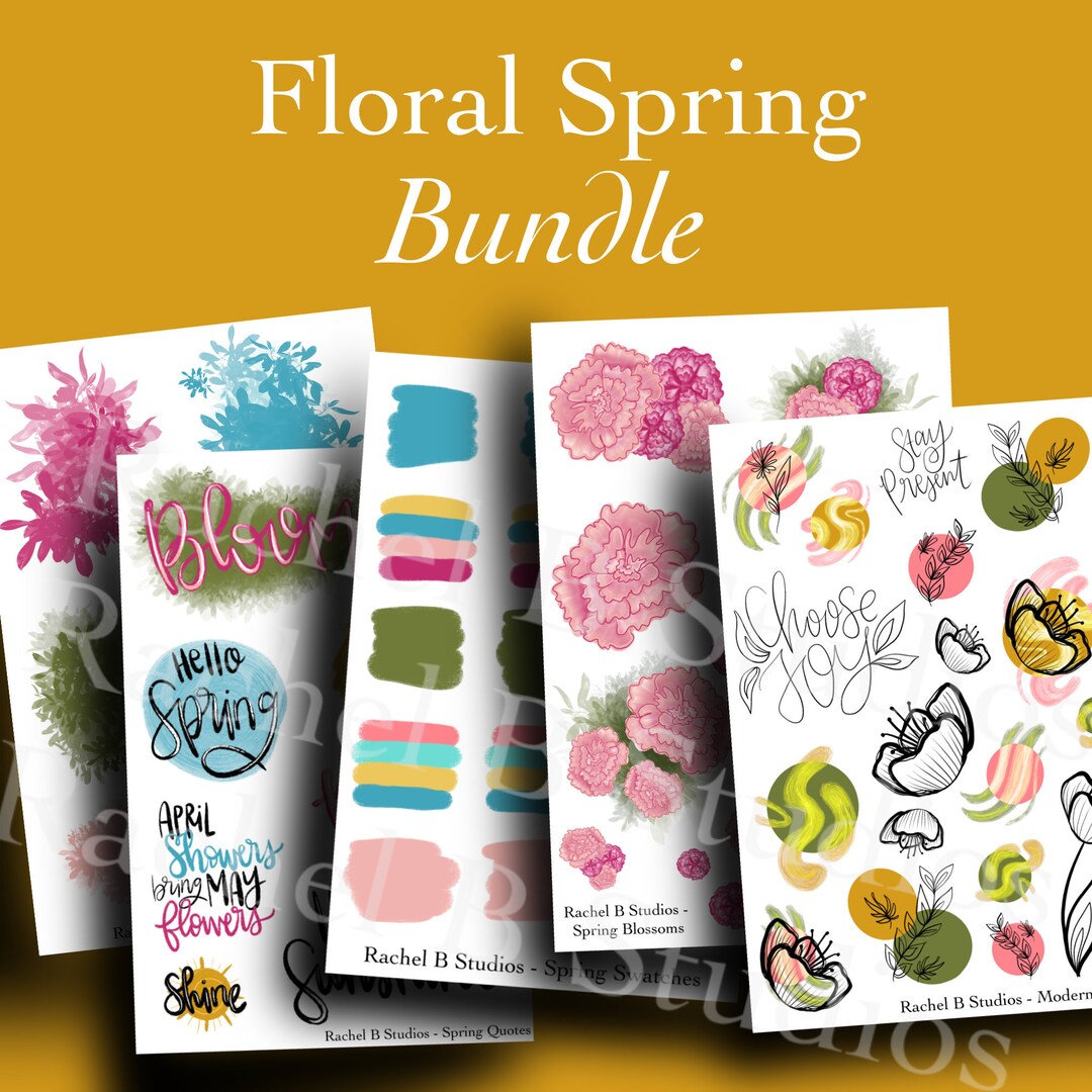 Floral Spring Sticker Bundle > Colorful Planner Sticker Sheet Set ...
