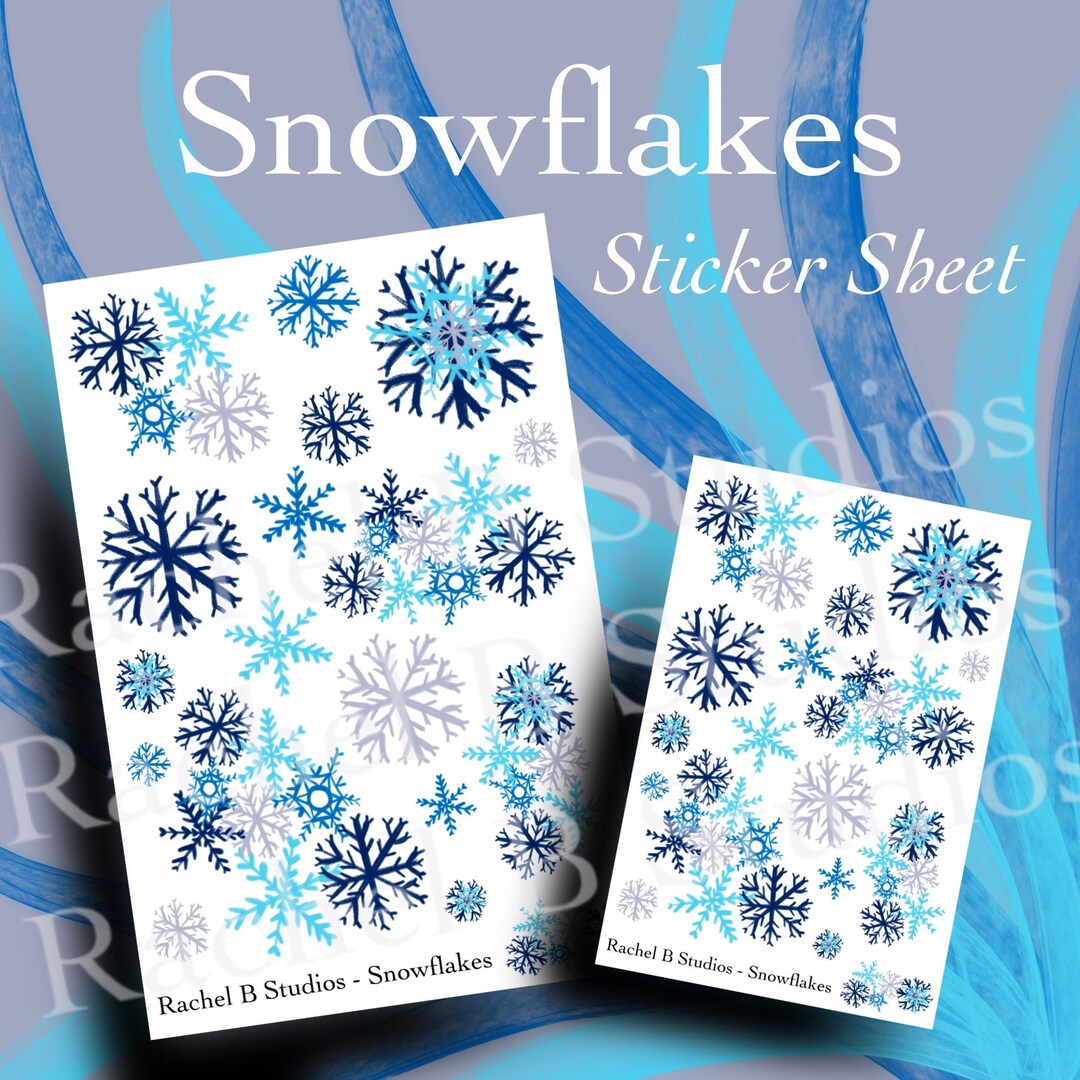Snowflakes Sticker Sheet > Blue Purple Cute Snowflake Planner Stickers ...
