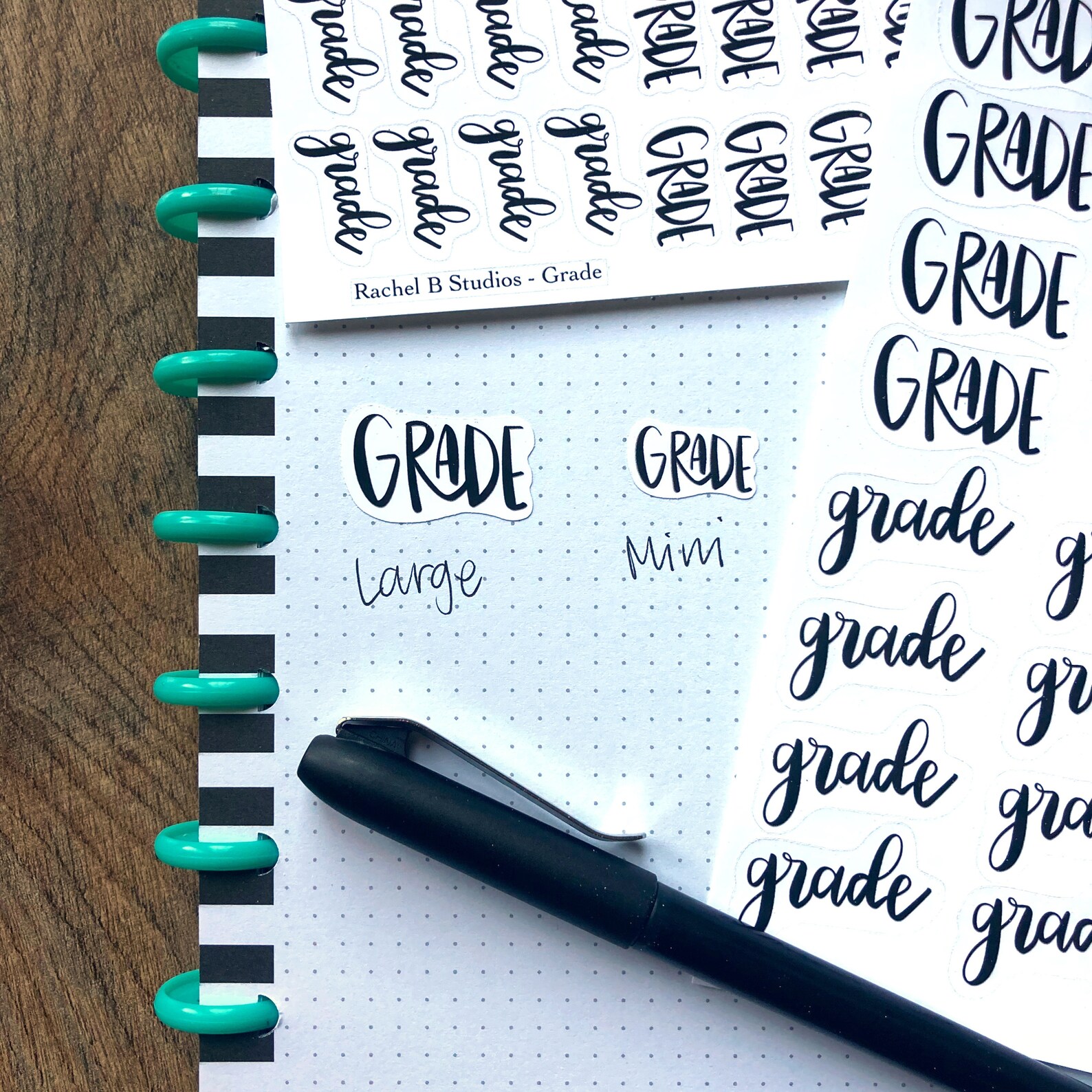 Grade Sticker Sheet > Function Grade Script Word Teacher Planner ...