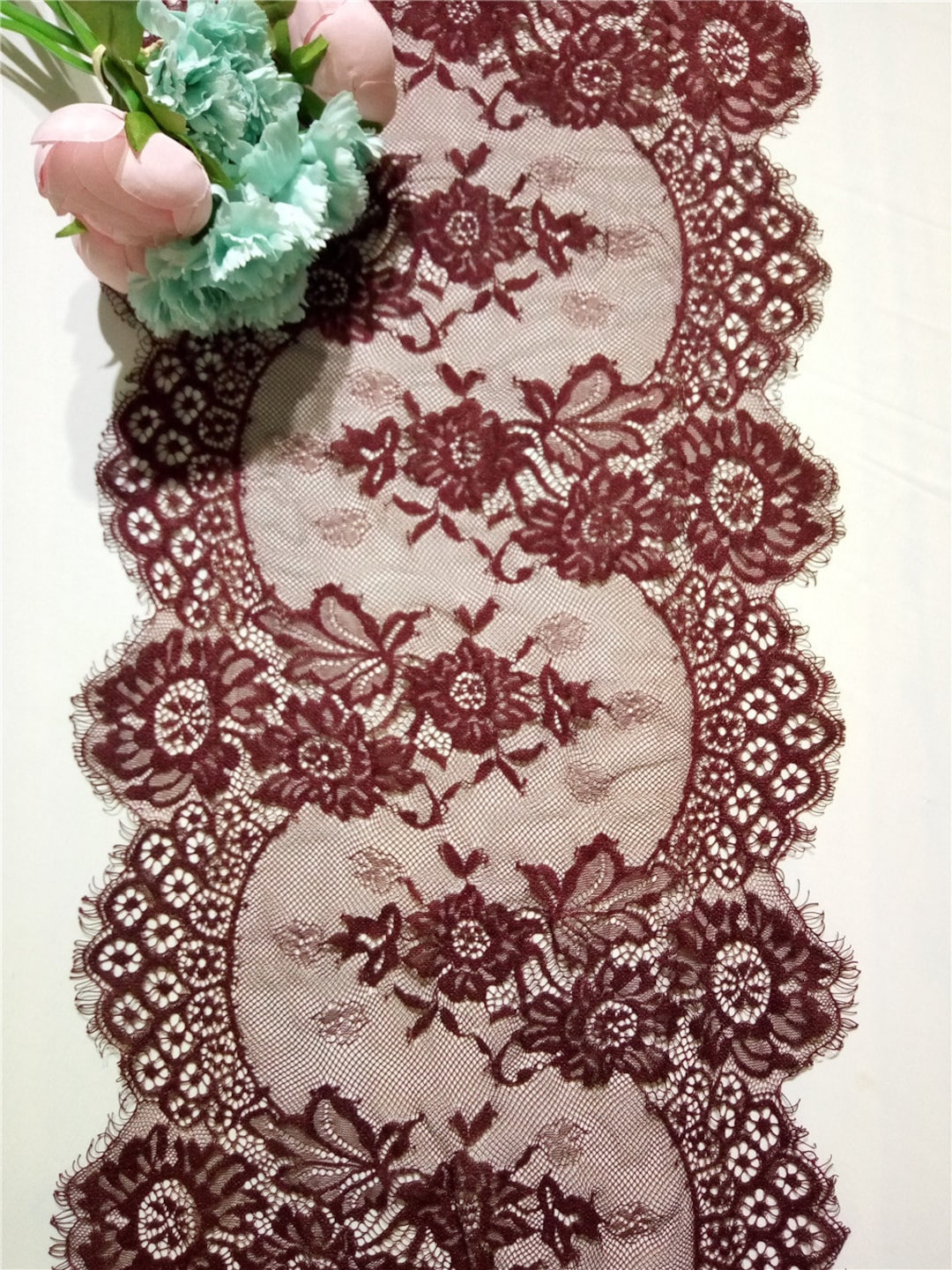 Wine Red Lace Runner, Burgundy Lace Runner, Wedding Table Runner, 12 ...