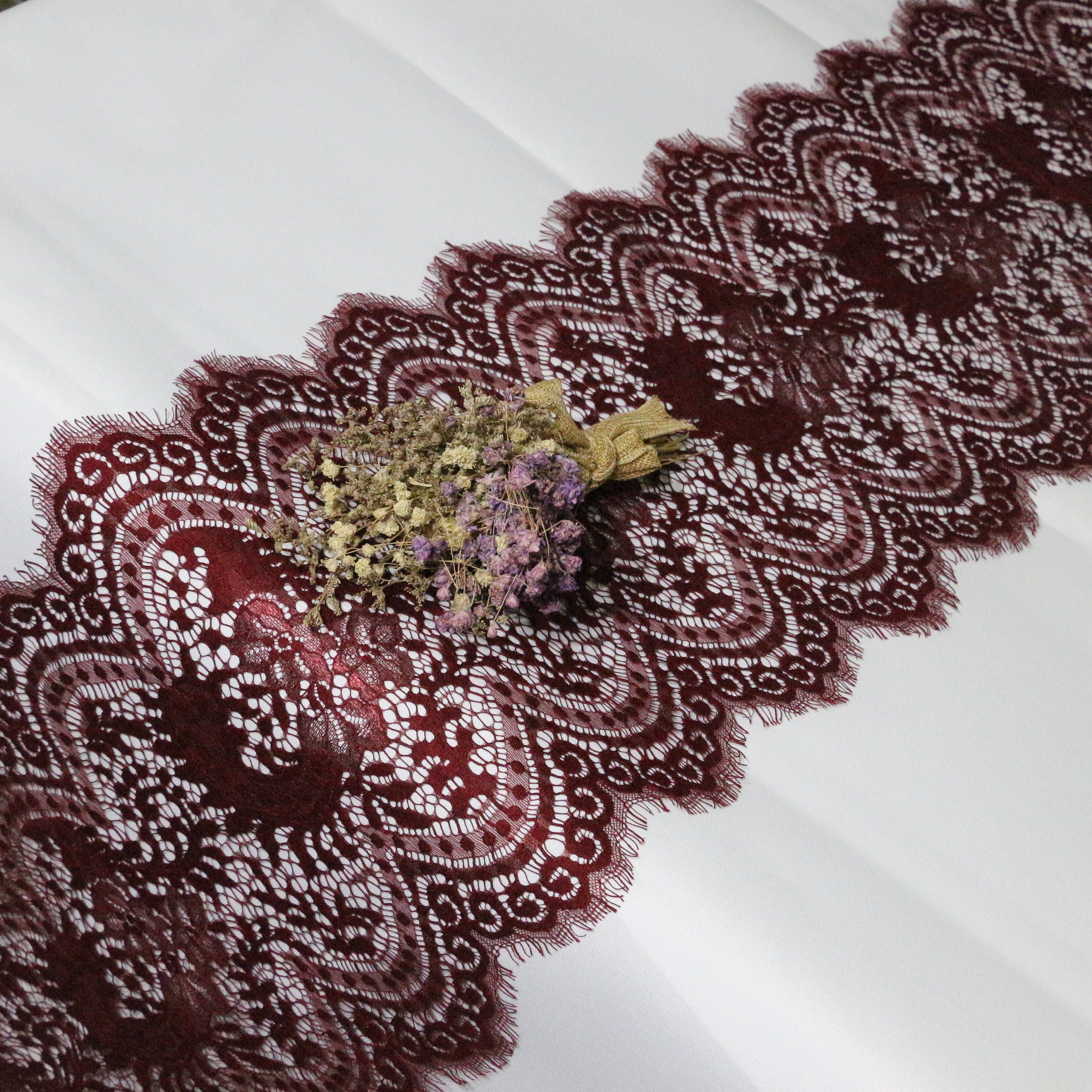 Wine red table runner/lace table runner/12 inches / 30cm | Etsy