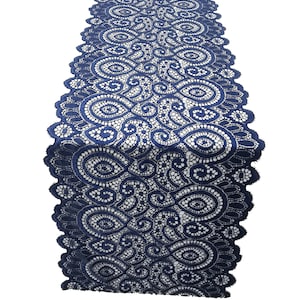 Navy Table Runners , Navy Lace Runners for Wedding, Navy Wedding ...