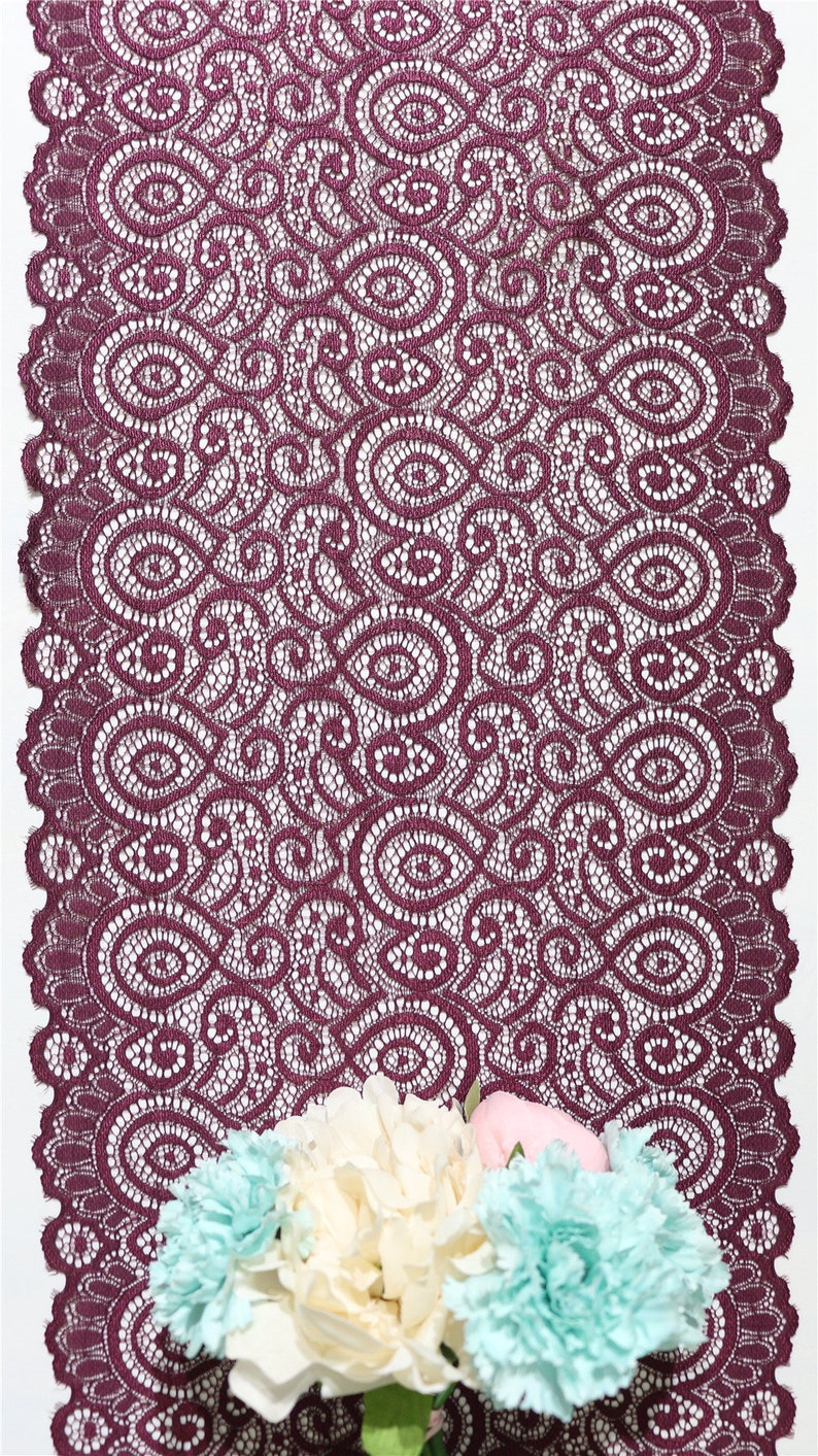 Burgundy Lace Runner Wedding Table Runner in Burgundy | Etsy