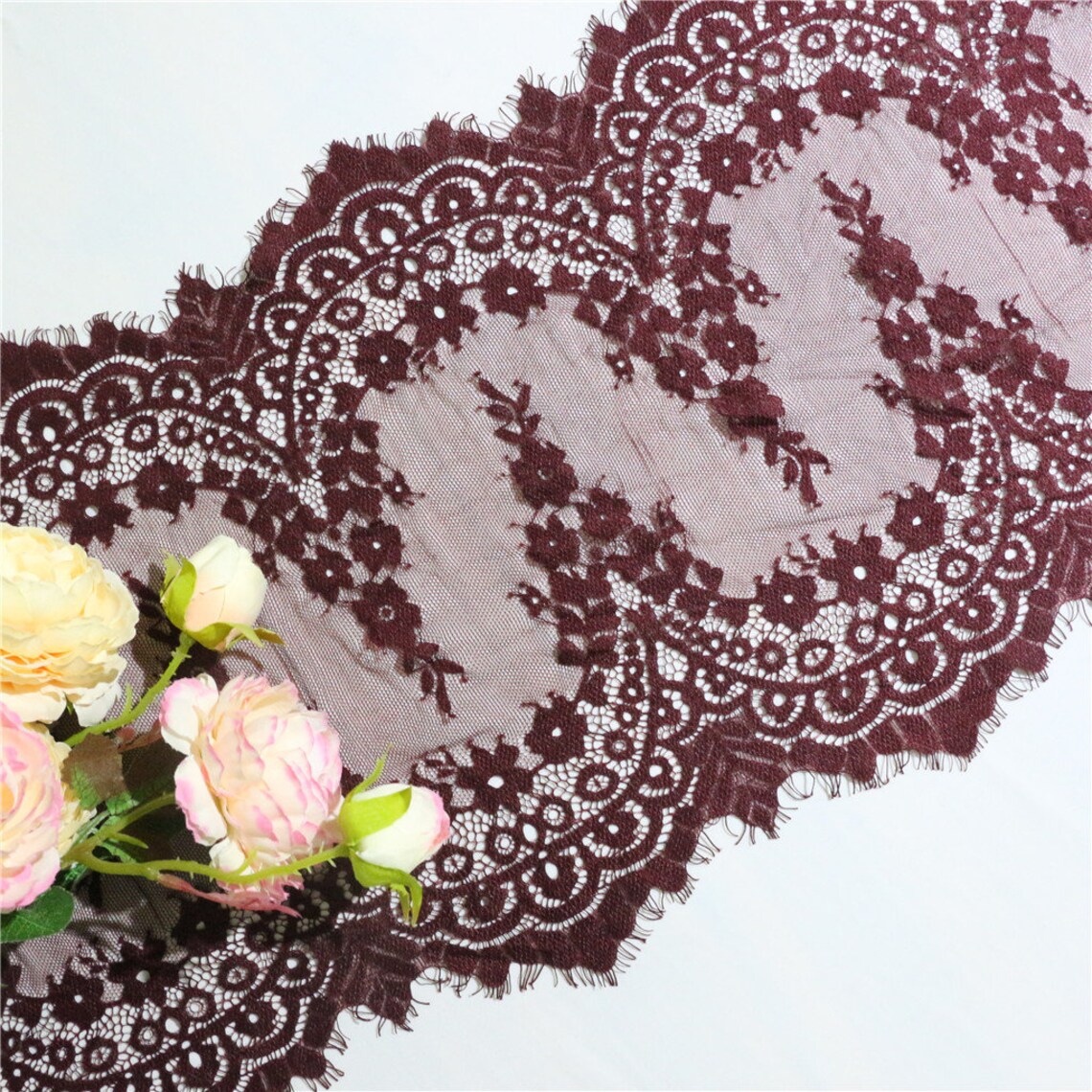 Burgundy Wine Red Lace Runner, Wedding Table Runner, 12 Inch/ 30cm Wide ...