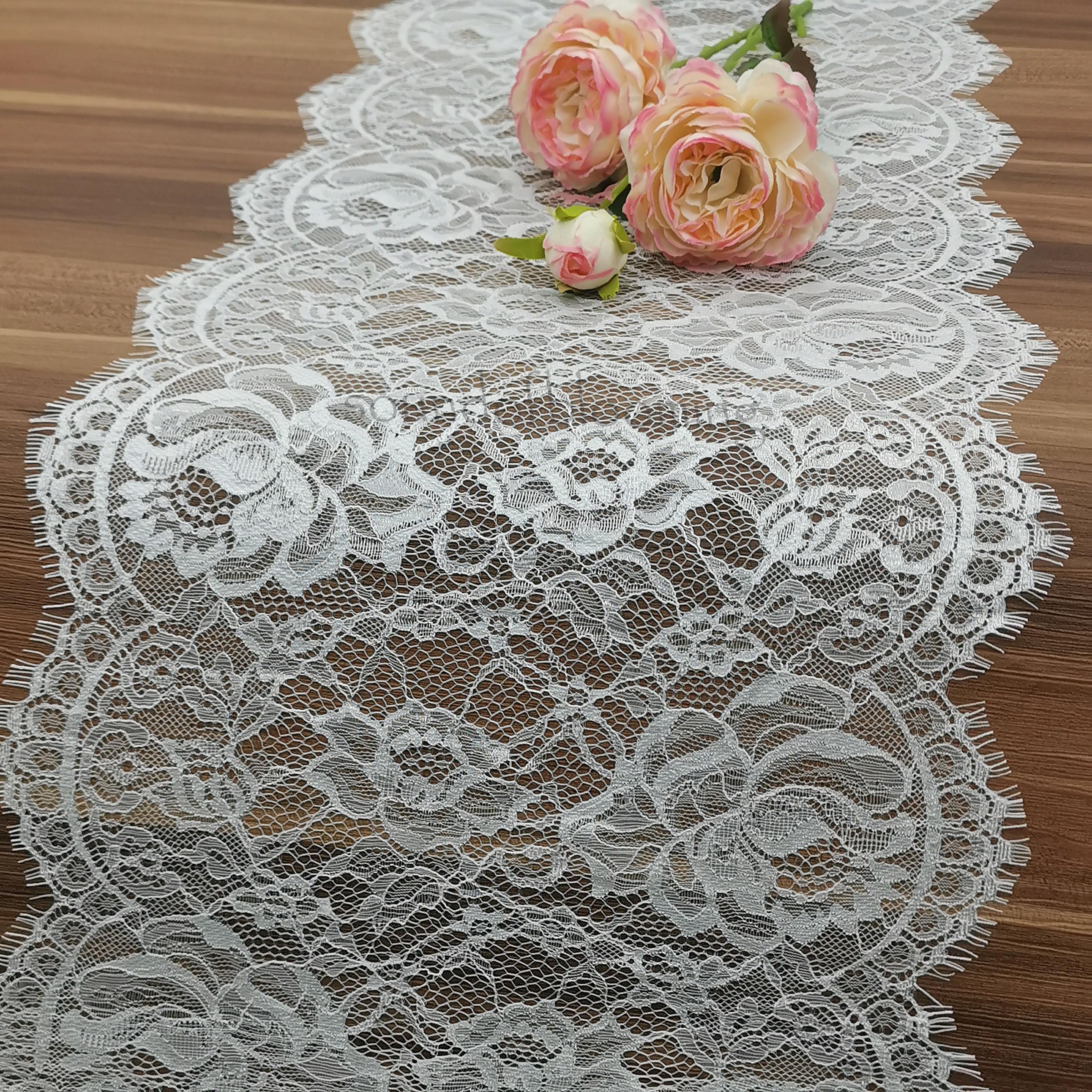White Lace Table Runner , Lace Table Runner, 12 Inches Wide, Wedding ...