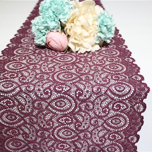 Burgundy Lace Runner, Wedding Table Runner in Burgundy, Burgundy Table ...