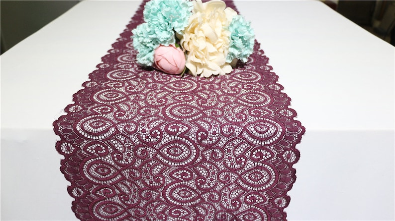 Burgundy Lace Runner Wedding Table Runner in Burgundy | Etsy