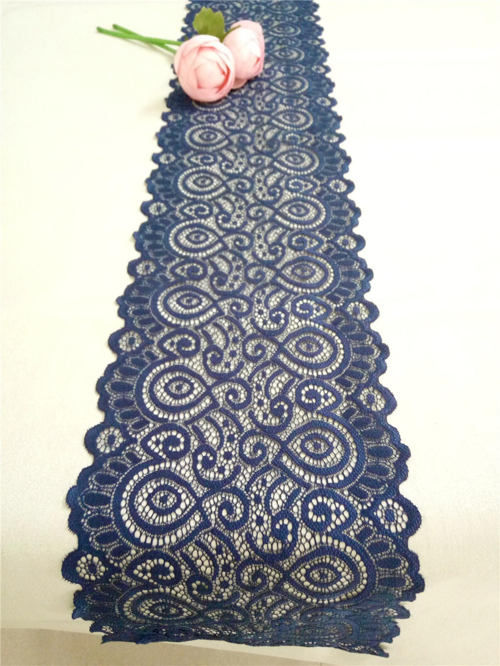 Navy Table Runners Navy Lace Runners for Wedding Navy | Etsy