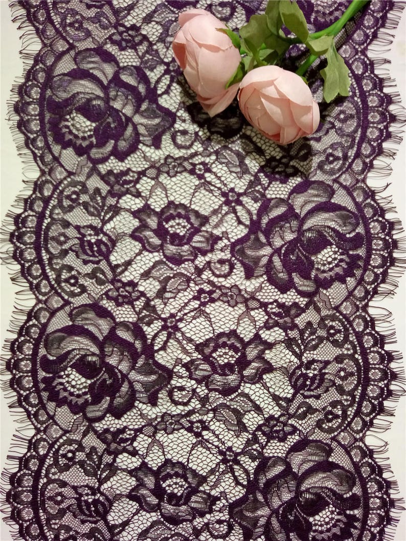 Dark Purple Lace Table Runner 12 Inches / 30cm Wide Purple - Etsy