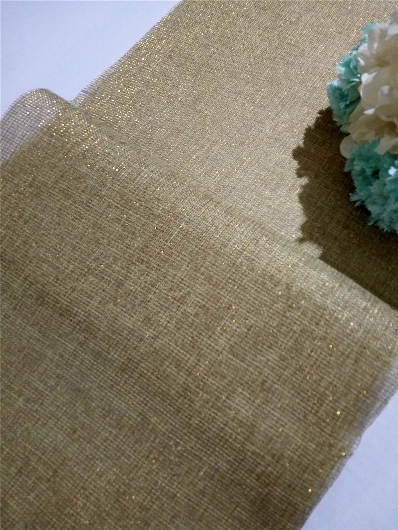 Gold burlap table runner Burlap table runner with golden | Etsy