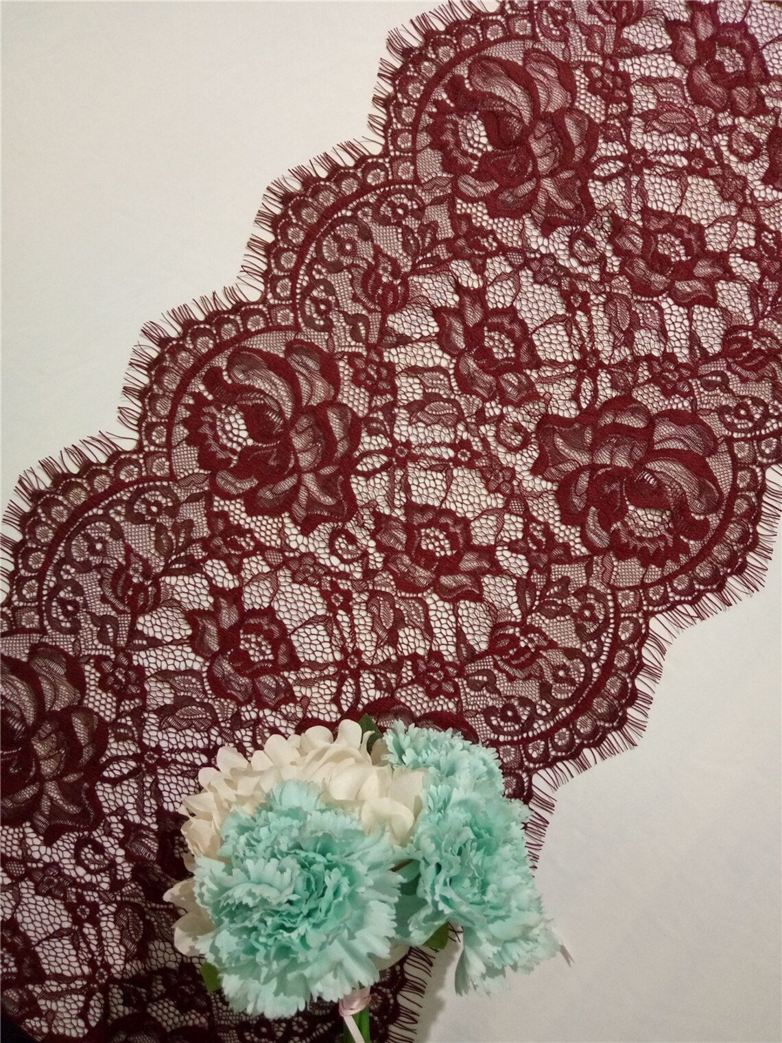 Burgundy Lace Runner, Wedding Table Runner, 12 Inches / 30cm Wide ...