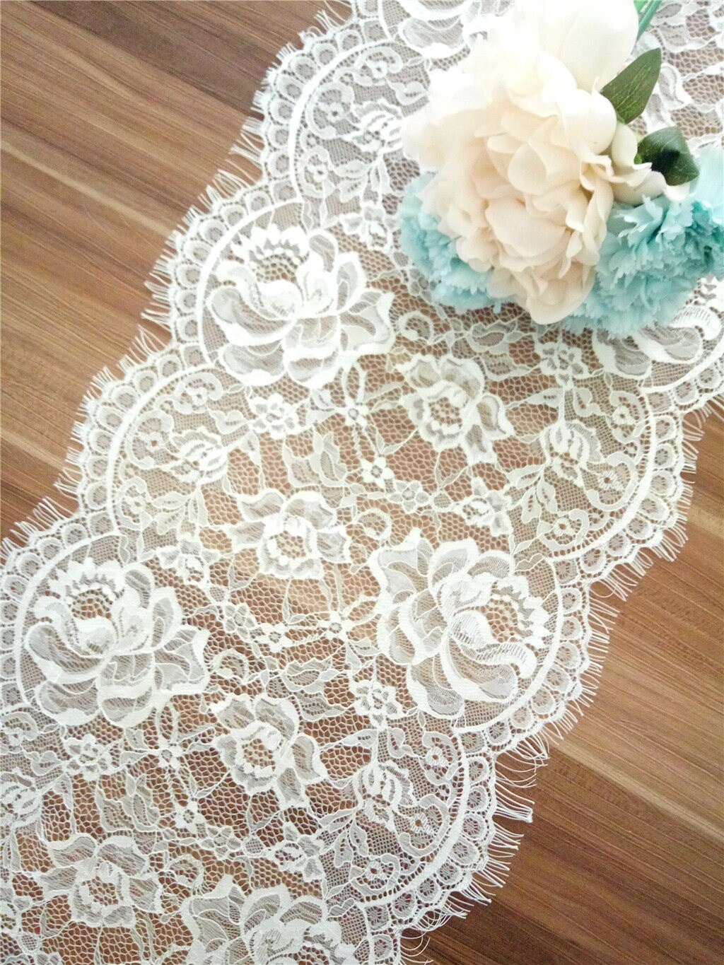 Ivory Lace Table Runner , Lace Table Runner, 12 Inches Wide, Wedding ...