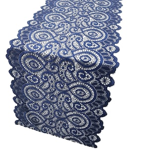 Navy Table Runners , Navy Lace Runners for Wedding, Navy Wedding ...