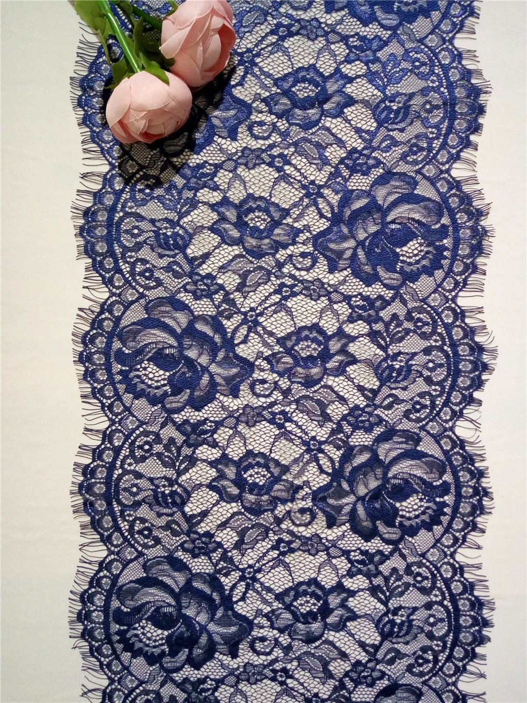 Navy Lace Table Runner , 12 Inches / 30cm Wide, Navy Lace Runners for ...
